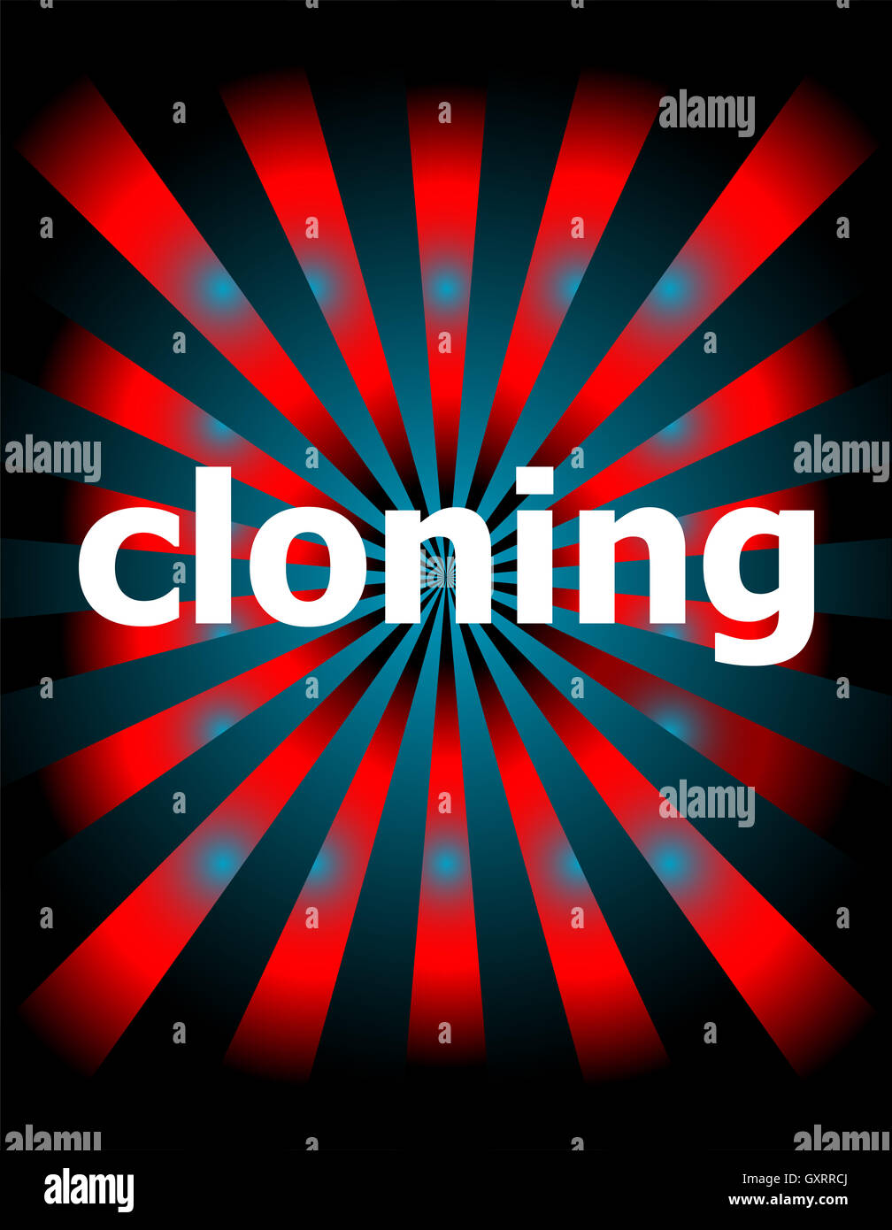 cloning word with motion rays on background Stock Photo - Alamy