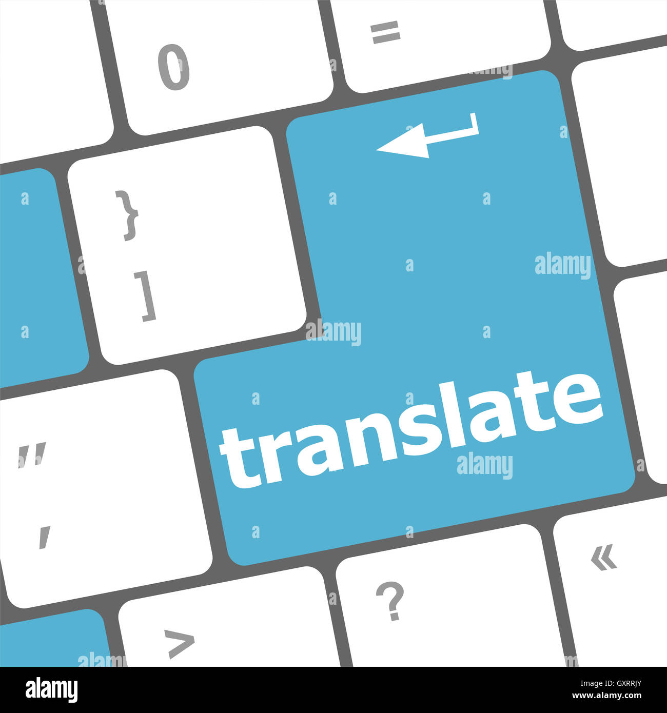Translate Computer Key In Blue Showing Online Translator Stock Photo ...