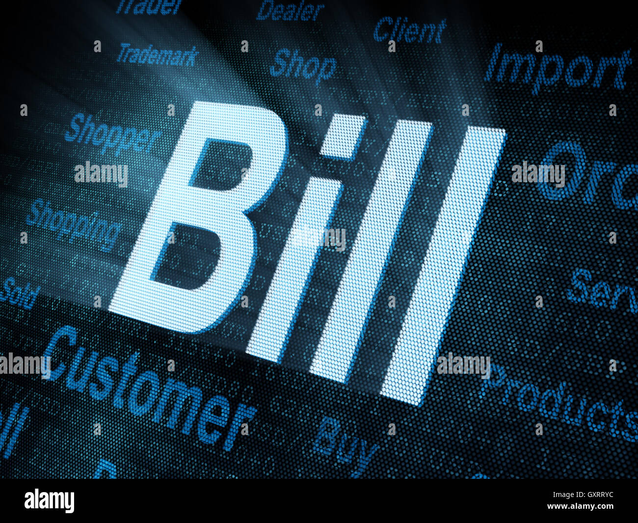Pixeled word Bill on digital screen Stock Photo - Alamy