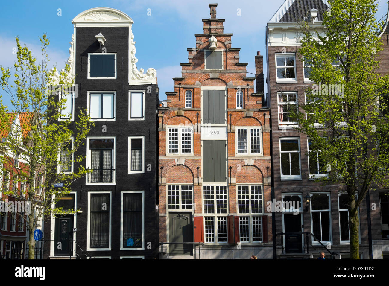 Traditional gable housing overlooking the canal in Spring, Amsterdam ...