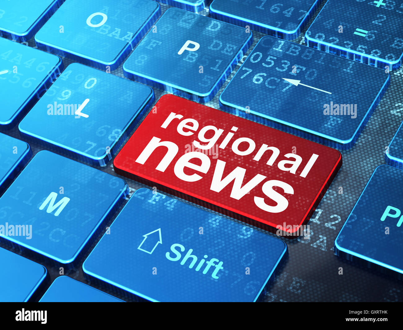 News concept: Regional News on computer keyboard background Stock Photo ...