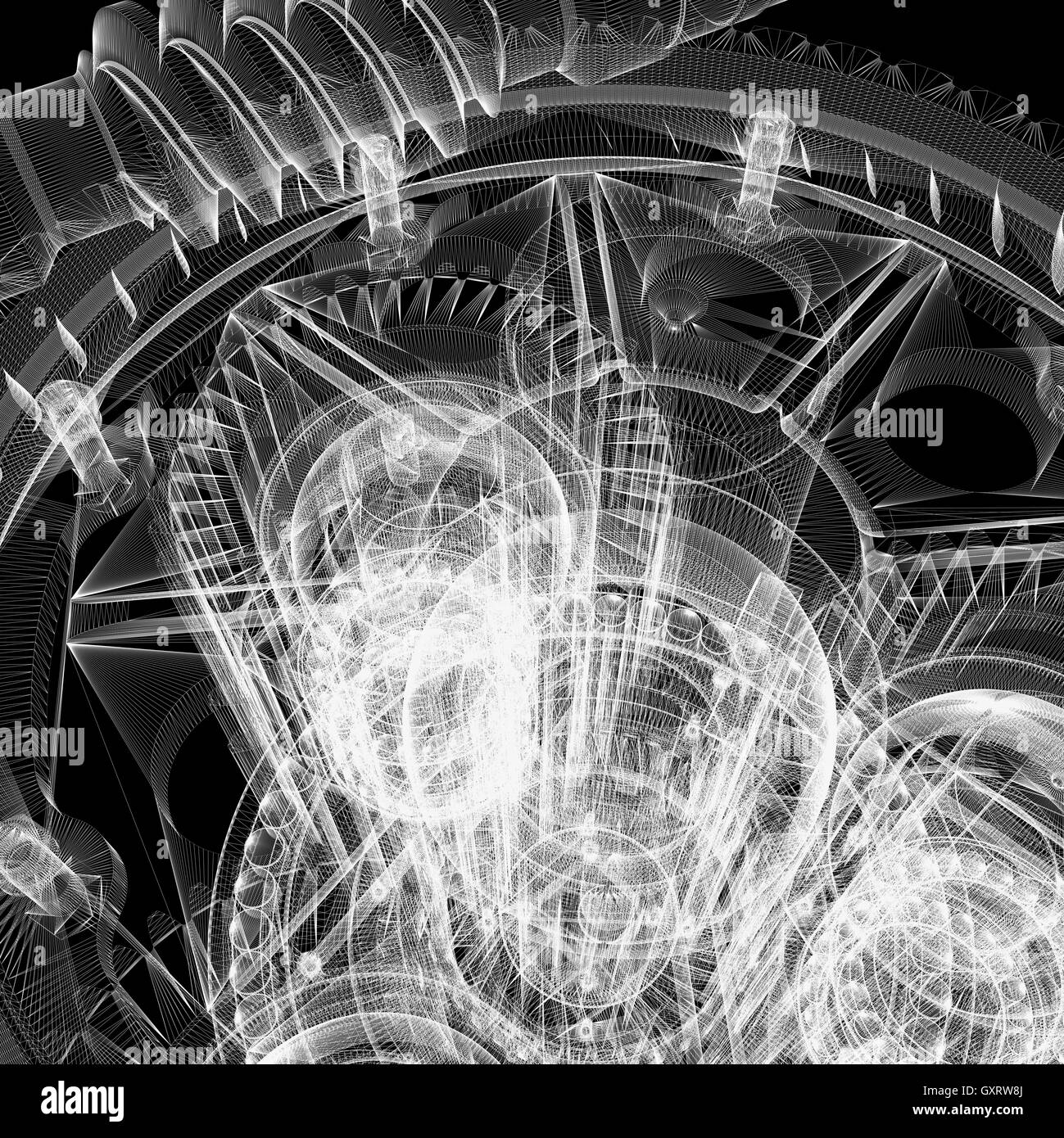 Wire frame gears Stock Photo - Alamy