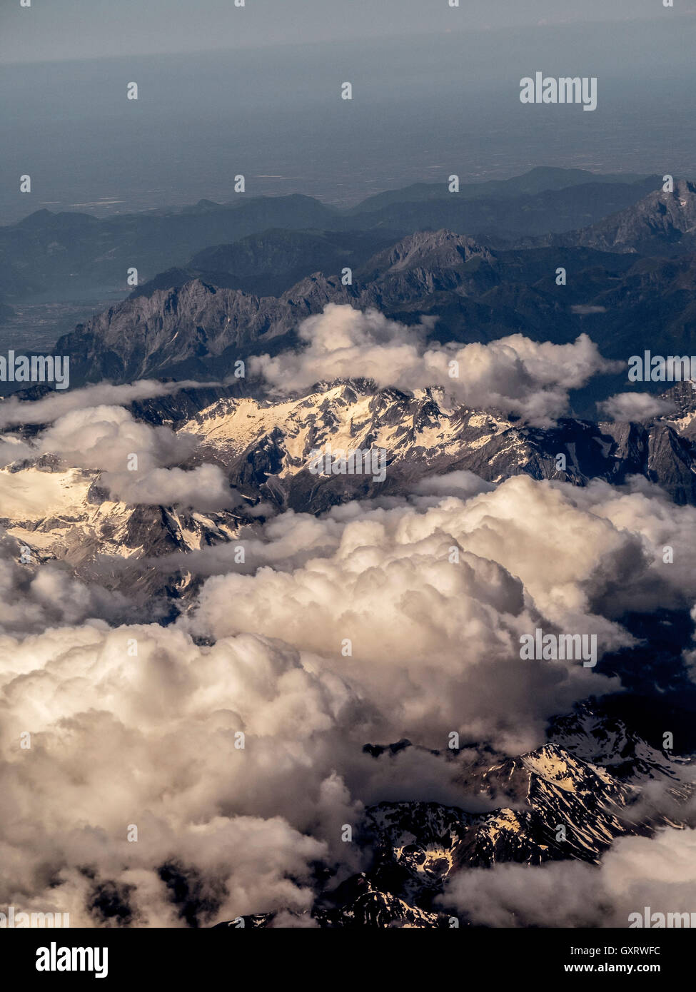 Aerial view of the Alps over Italy/Switzerland Stock Photo - Alamy