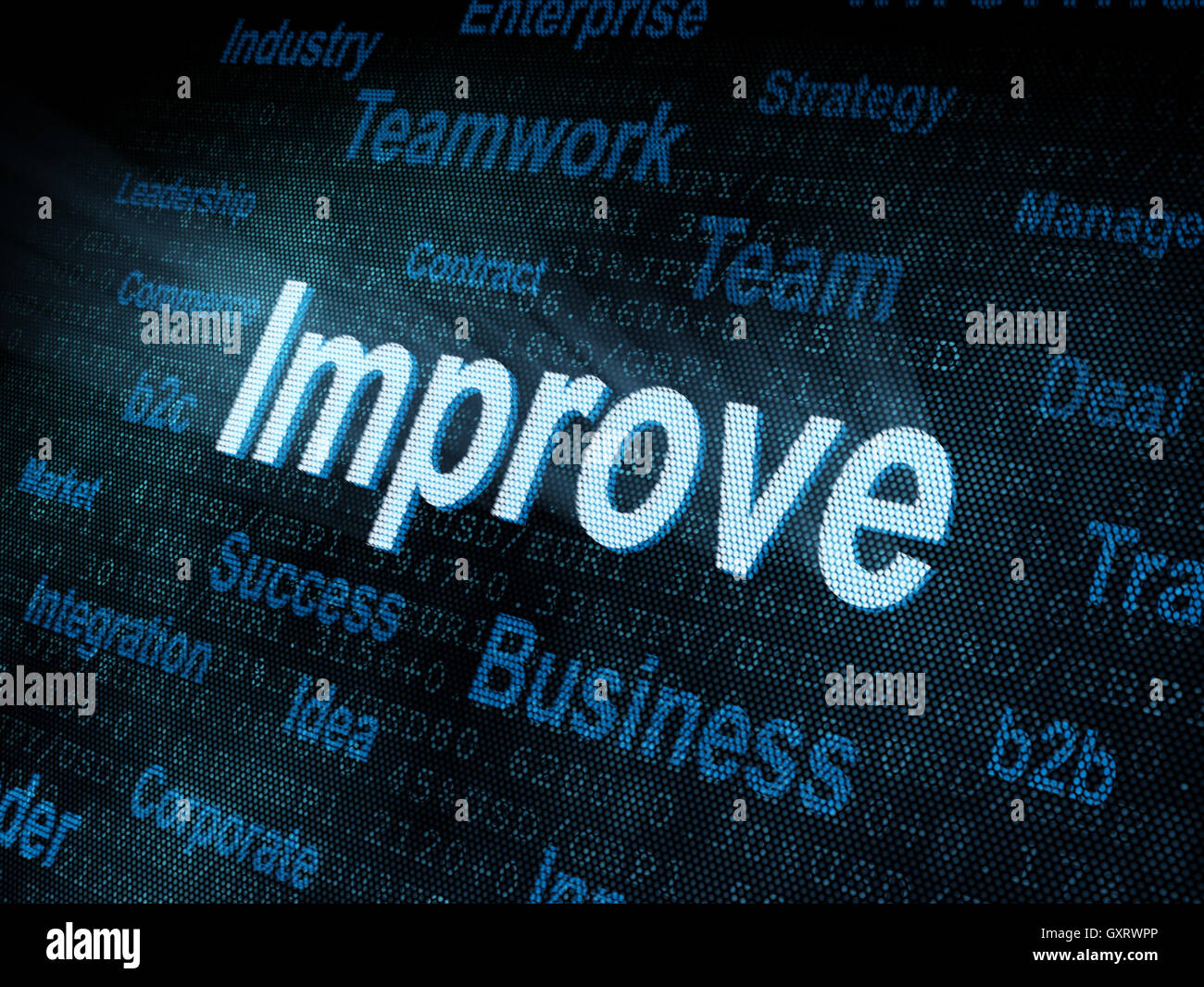 Pixeled word Improve on digital screen Stock Photo - Alamy