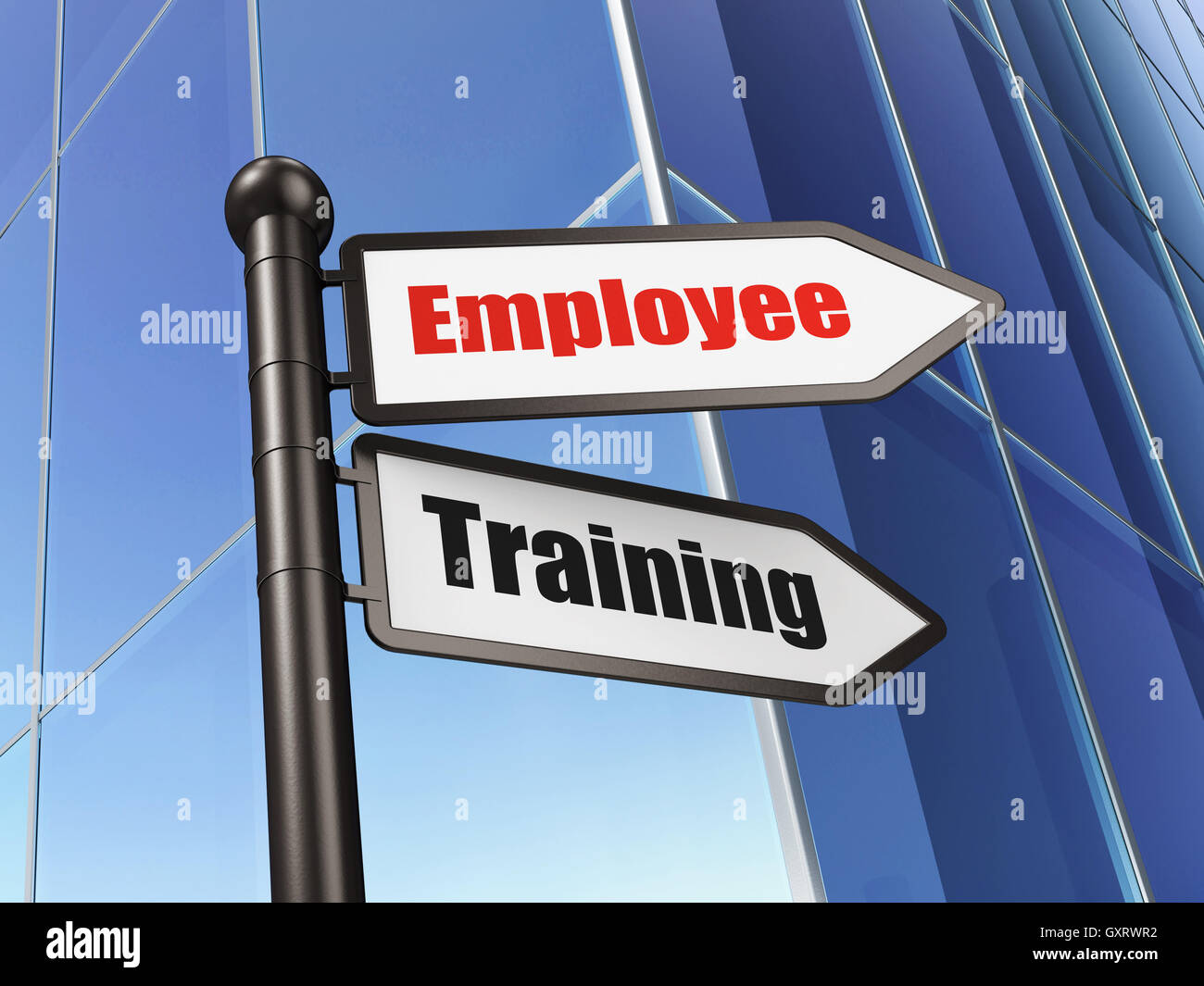 Education concept: sign Employee Training on Building background Stock ...