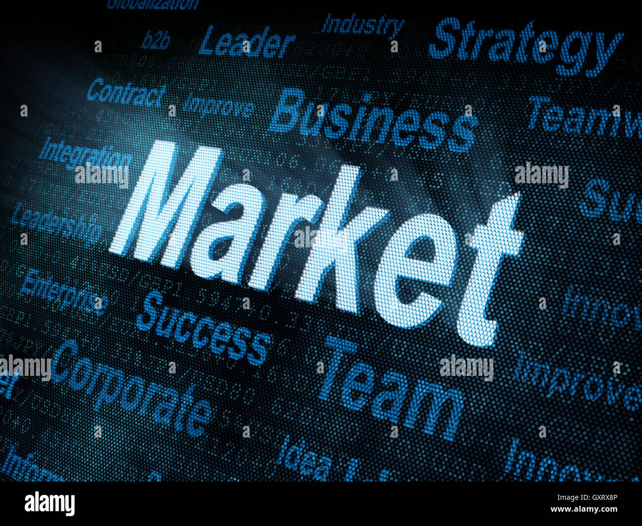 Pixeled word Market on digital screen Stock Photo - Alamy