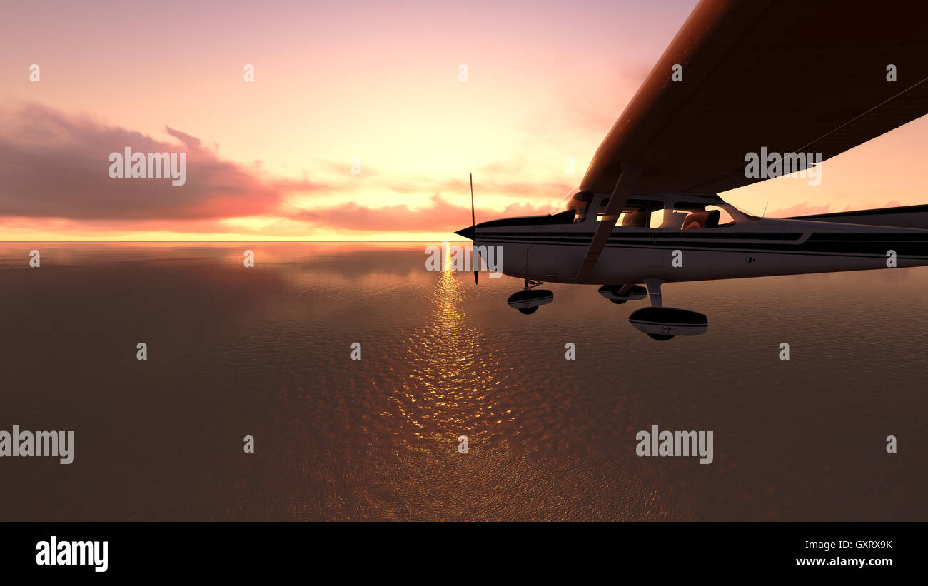 Plane over the ocean Stock Photo - Alamy