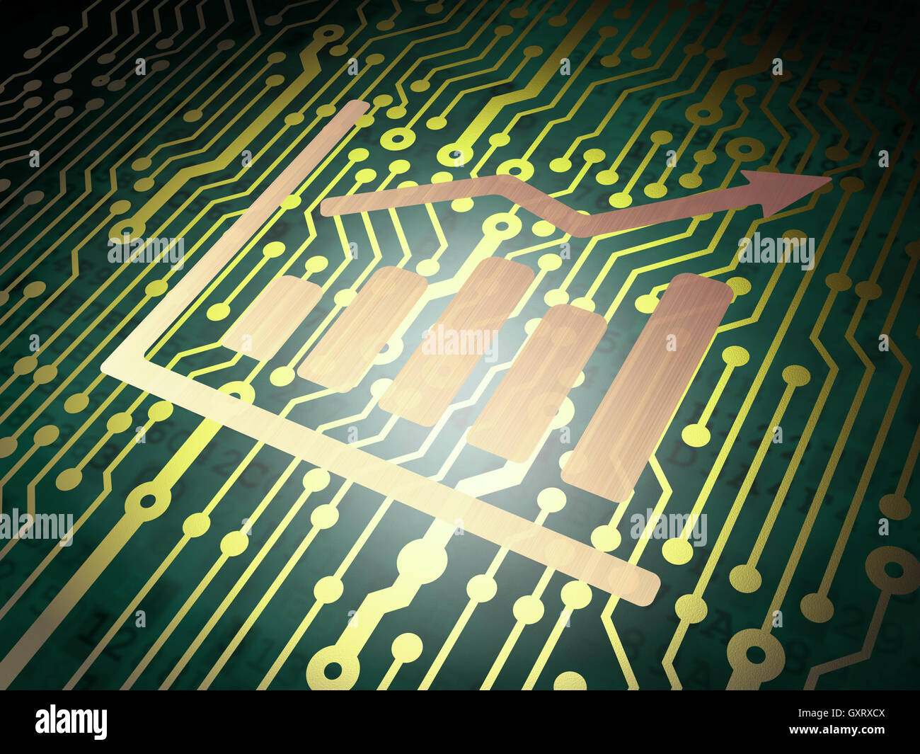 News concept: circuit board with Growth Graph Stock Photo - Alamy