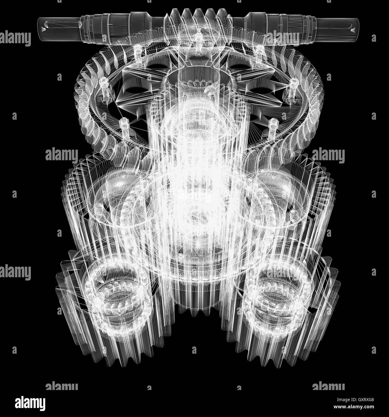 Wire frame gears Stock Photo - Alamy