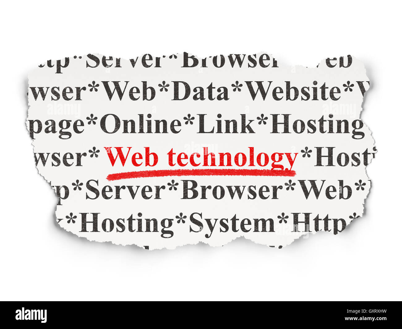 Web development concept: Web Technology on Paper background Stock Photo ...