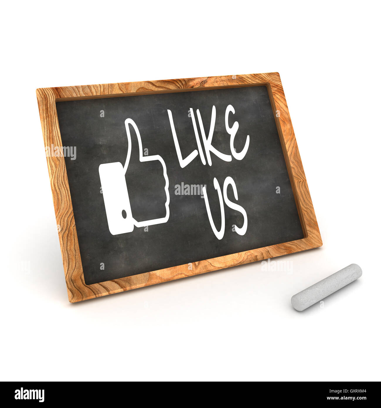 Blackboard showing "Like us" as used in social networks Stock Photo - Alamy