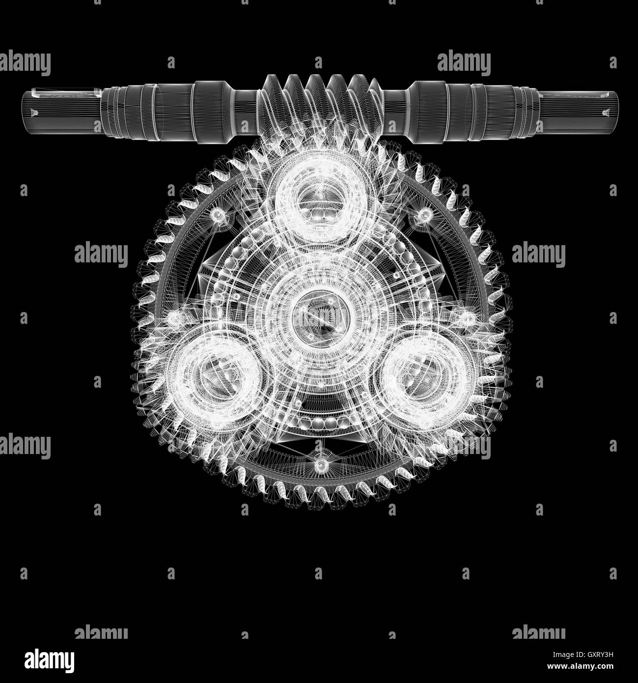 Wire frame gears Stock Photo - Alamy