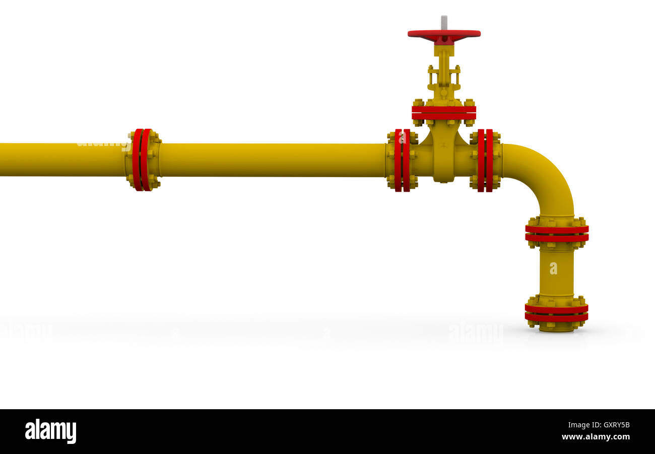 Yellow pipe and valve Stock Photo - Alamy