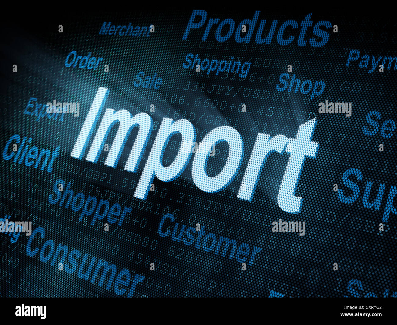 Pixeled word Import on digital screen Stock Photo - Alamy