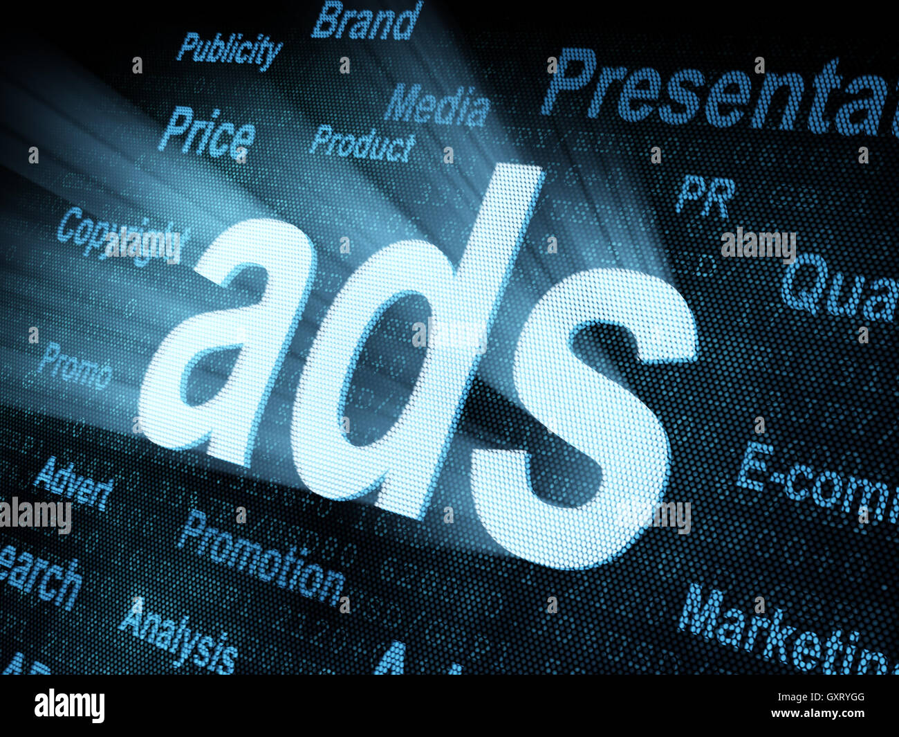 Pixeled word ads on digital screen Stock Photo - Alamy