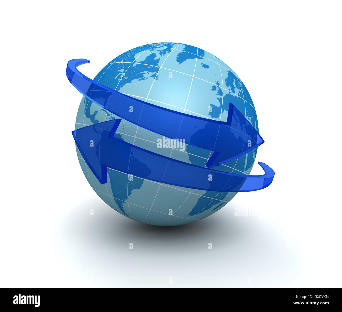 globe surrounding arrow 3d illustration Stock Photo - Alamy