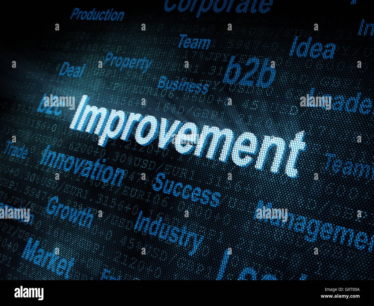 Pixeled word Improvement on digital screen Stock Photo - Alamy
