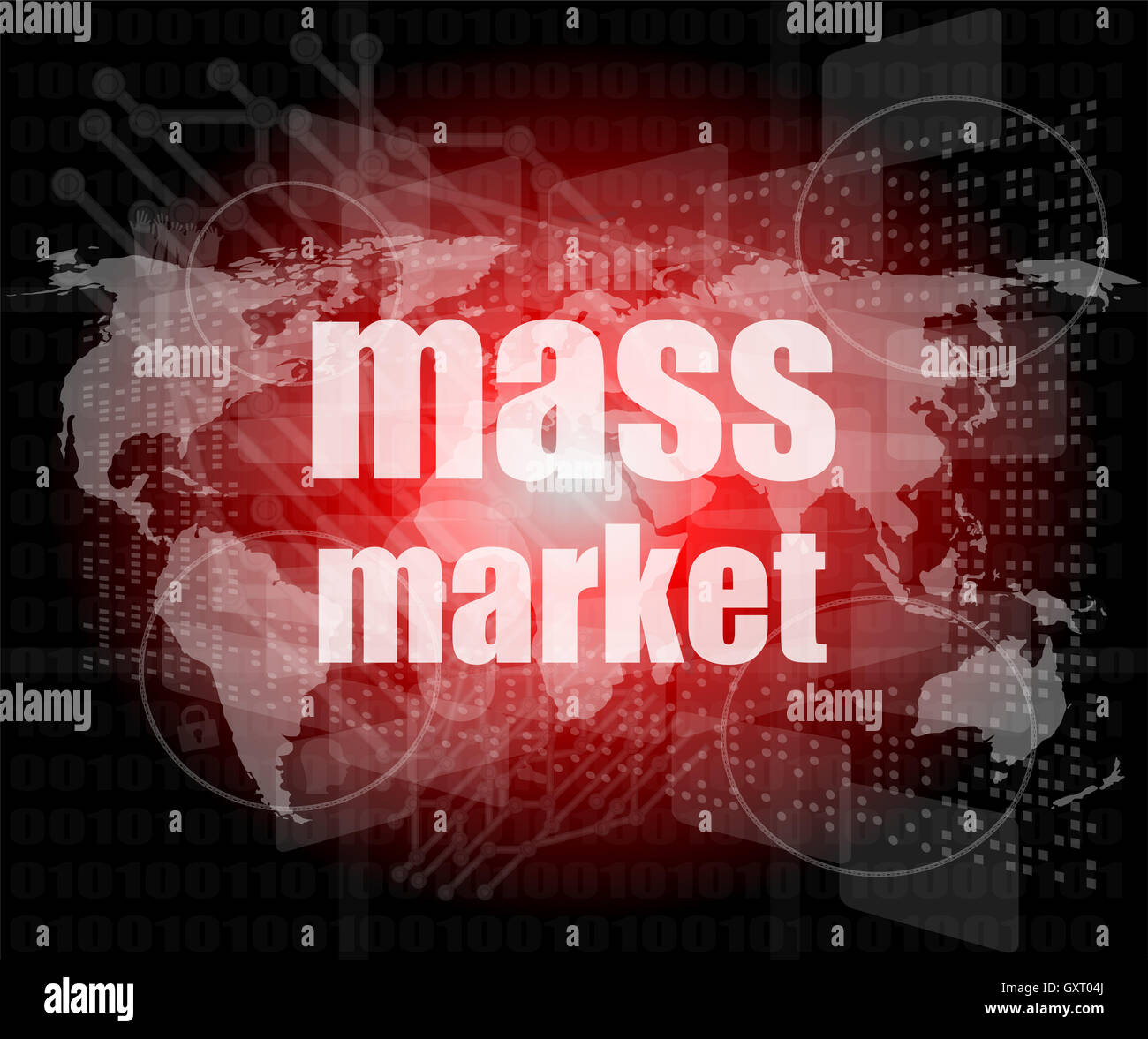 mass market words on digital touch screen interface Stock Photo - Alamy