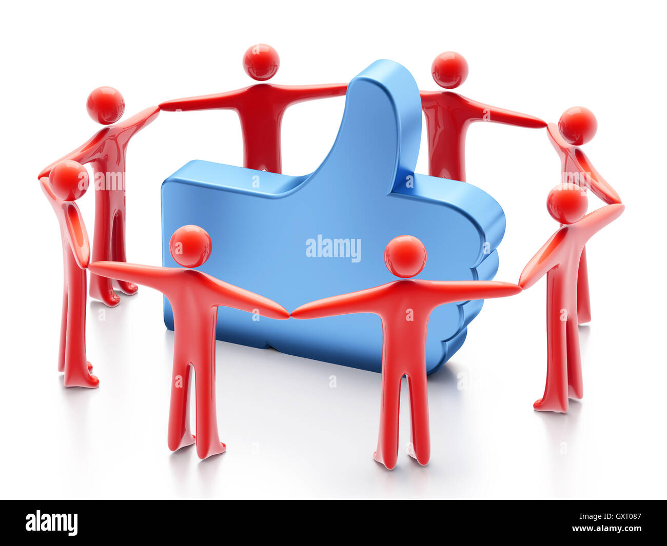 Hand-shaped "Like" symbol and people around Stock Photo - Alamy