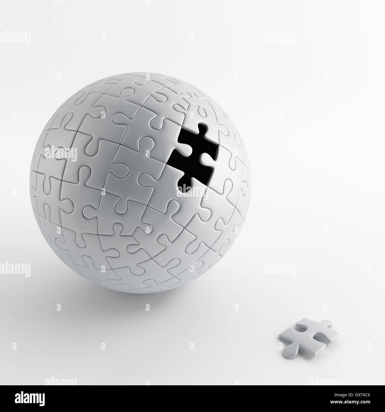 ball of gray puzzle with a hole of pulling out one piece Stock Photo ...