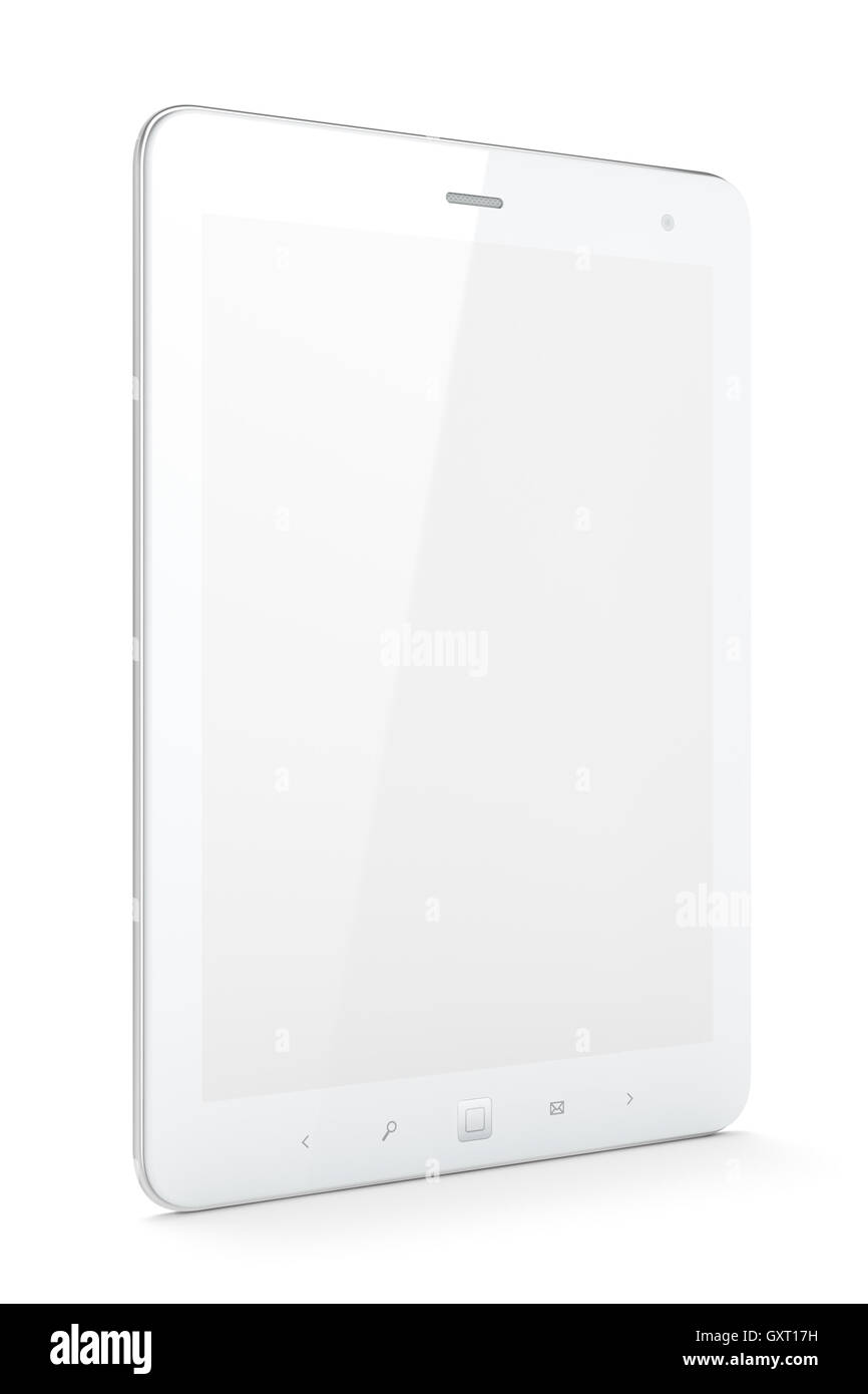 Beautiful white tablet pc on white background Stock Photo - Alamy
