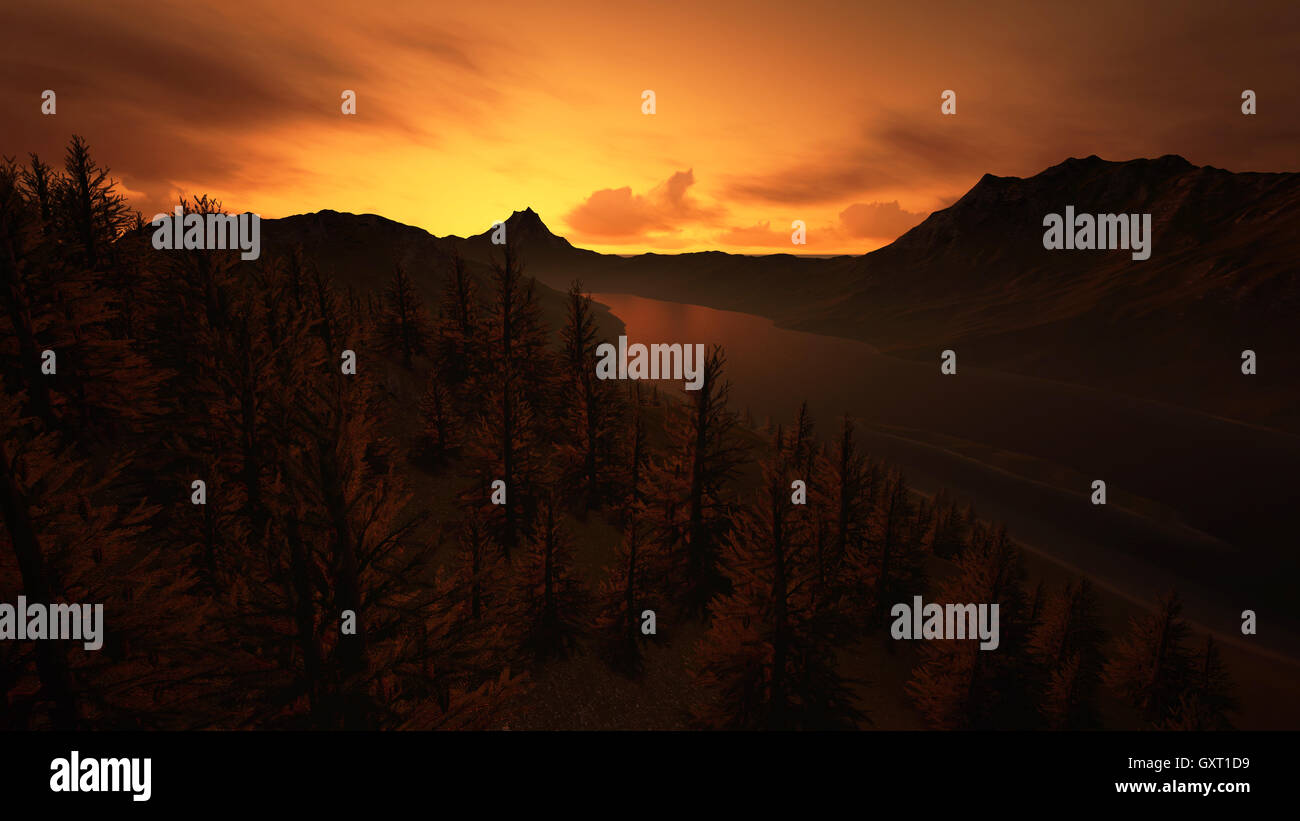 Sunset at the river Stock Photo - Alamy