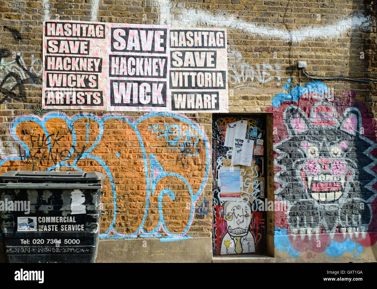 Protest posters against demolition of artist studios in Hackney Wick ...
