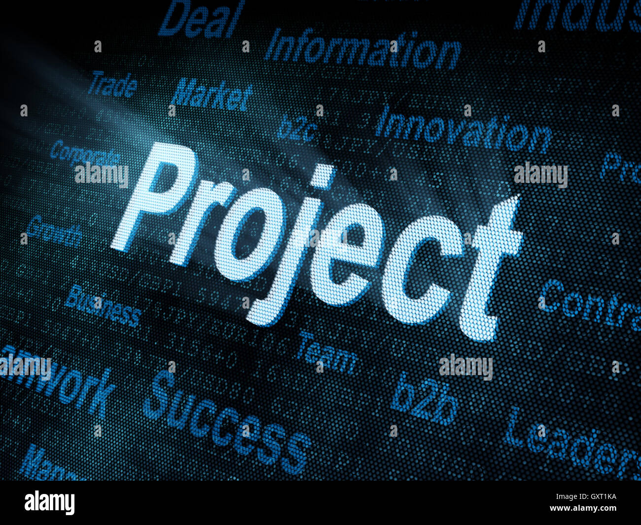Pixeled word Project on digital screen Stock Photo - Alamy