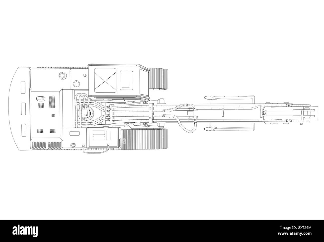 Excavator. Wire frame Stock Photo - Alamy