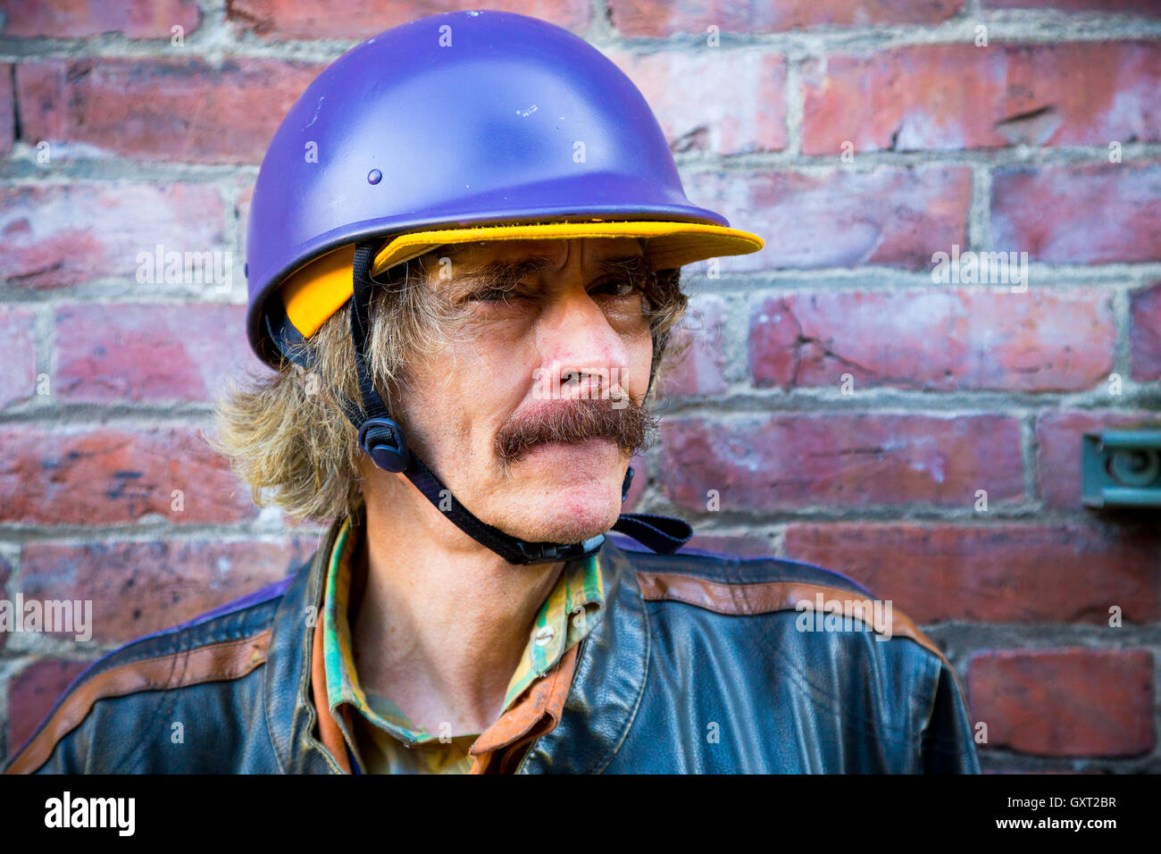 Man in Helmet Stock Photo - Alamy