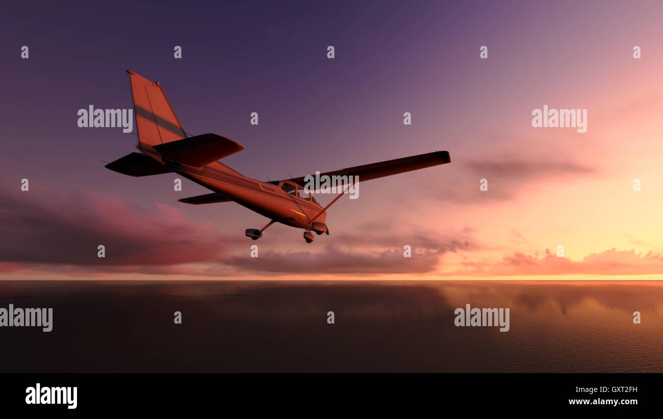 Plane over the ocean Stock Photo - Alamy