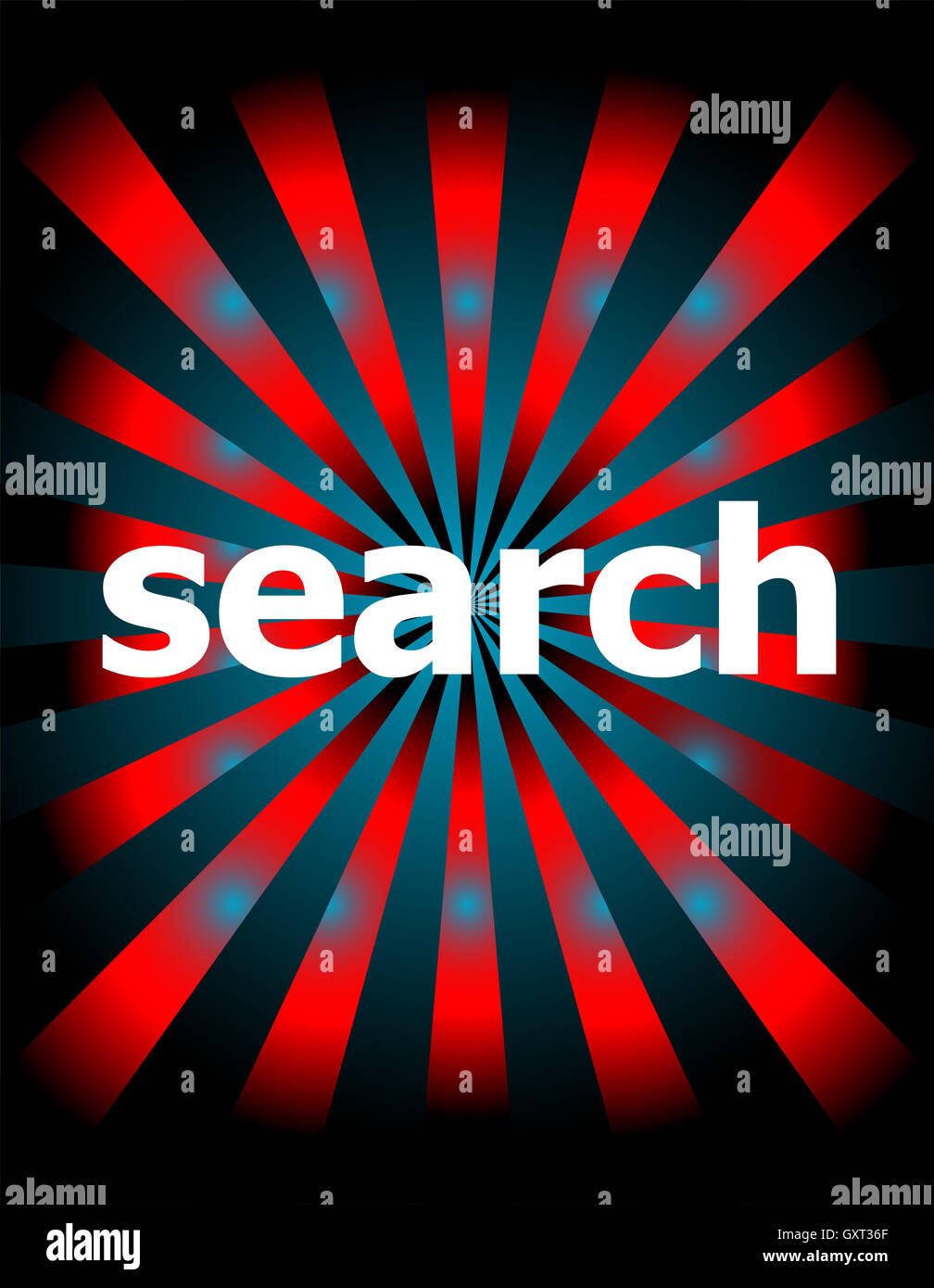 Template with modern sunburst and search text Stock Photo - Alamy