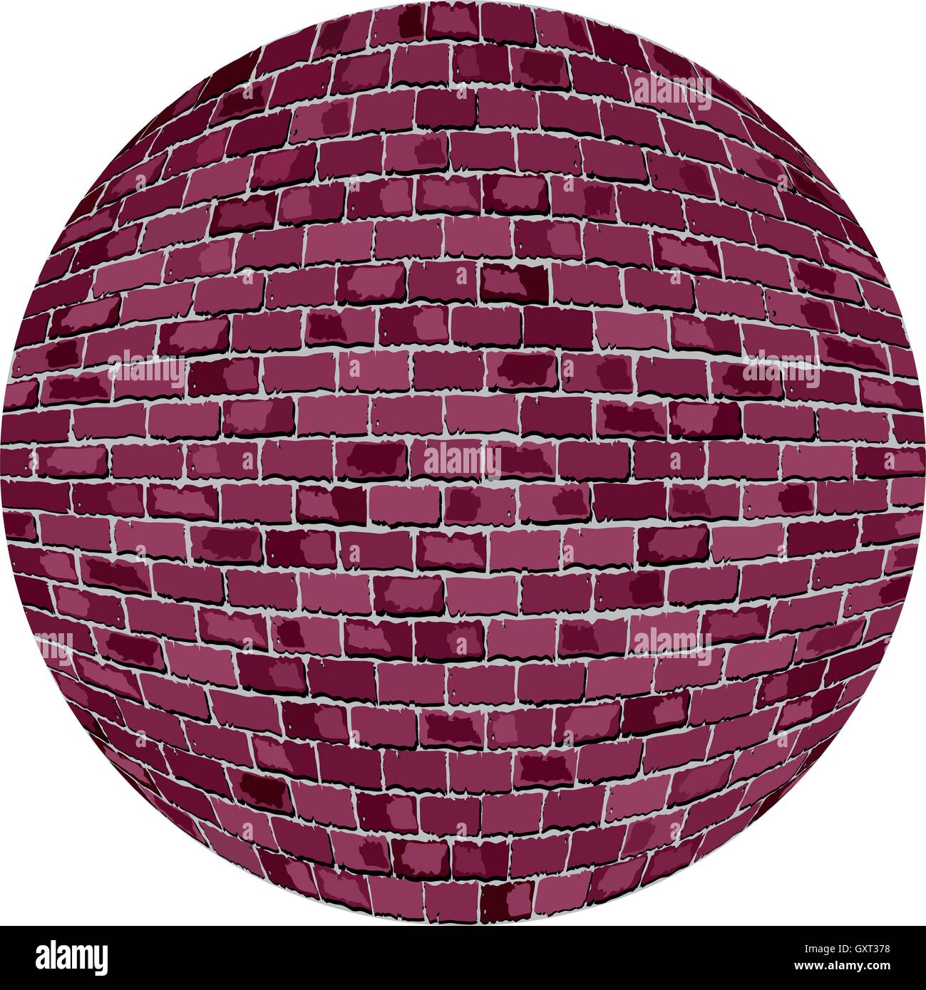 Burgundy brick ball - Illustration, Lilac Sphere in brick style ...
