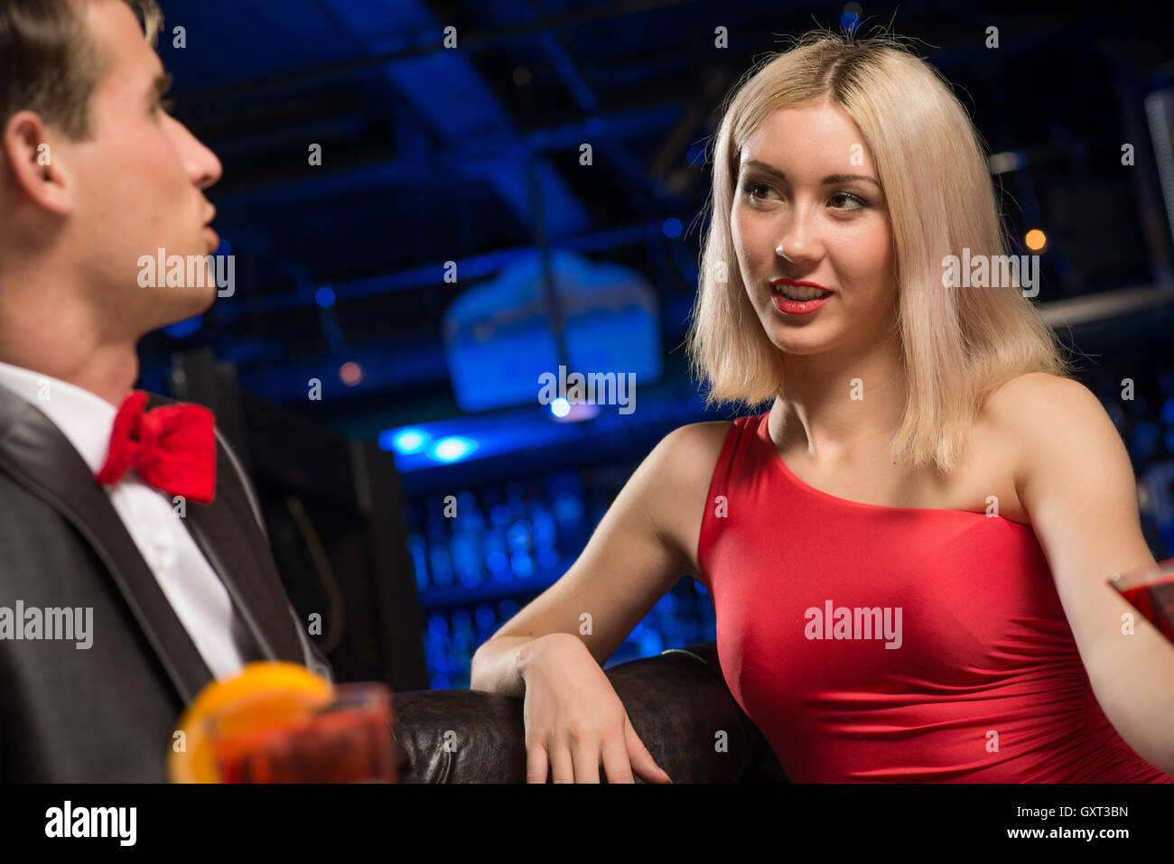 portrait of a woman in a nightclub Stock Photo - Alamy