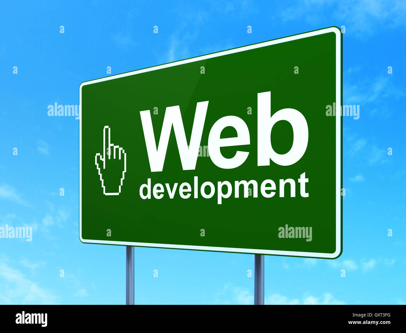 Web development concept: Web Development and Mouse Cursor on road sign ...