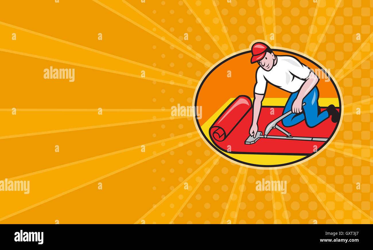 Carpet Layer Fitter Worker Cartoon Stock Photo - Alamy