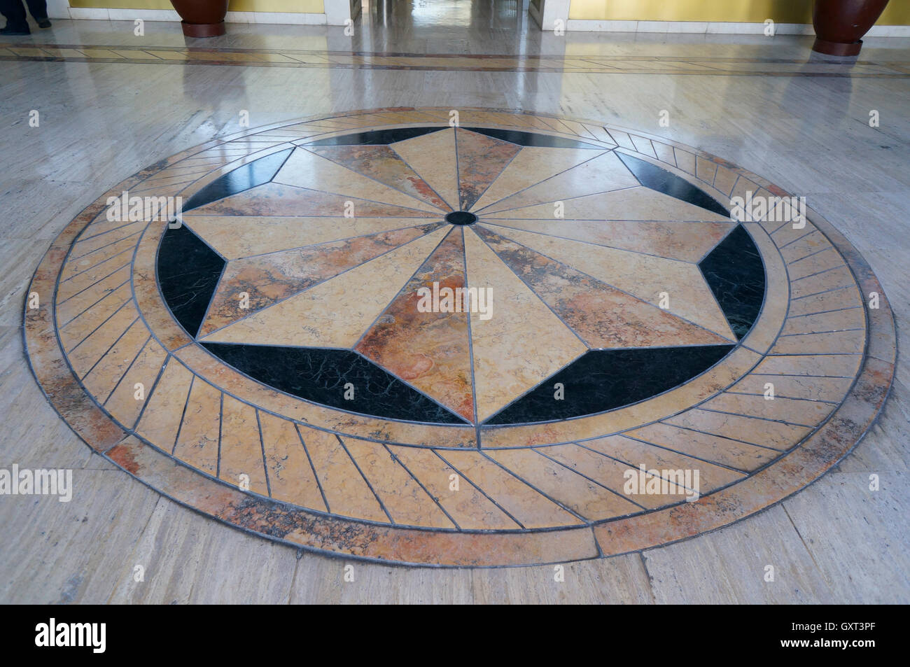 Patterned stone tiles in Mexican hotel lobby Stock Photo - Alamy