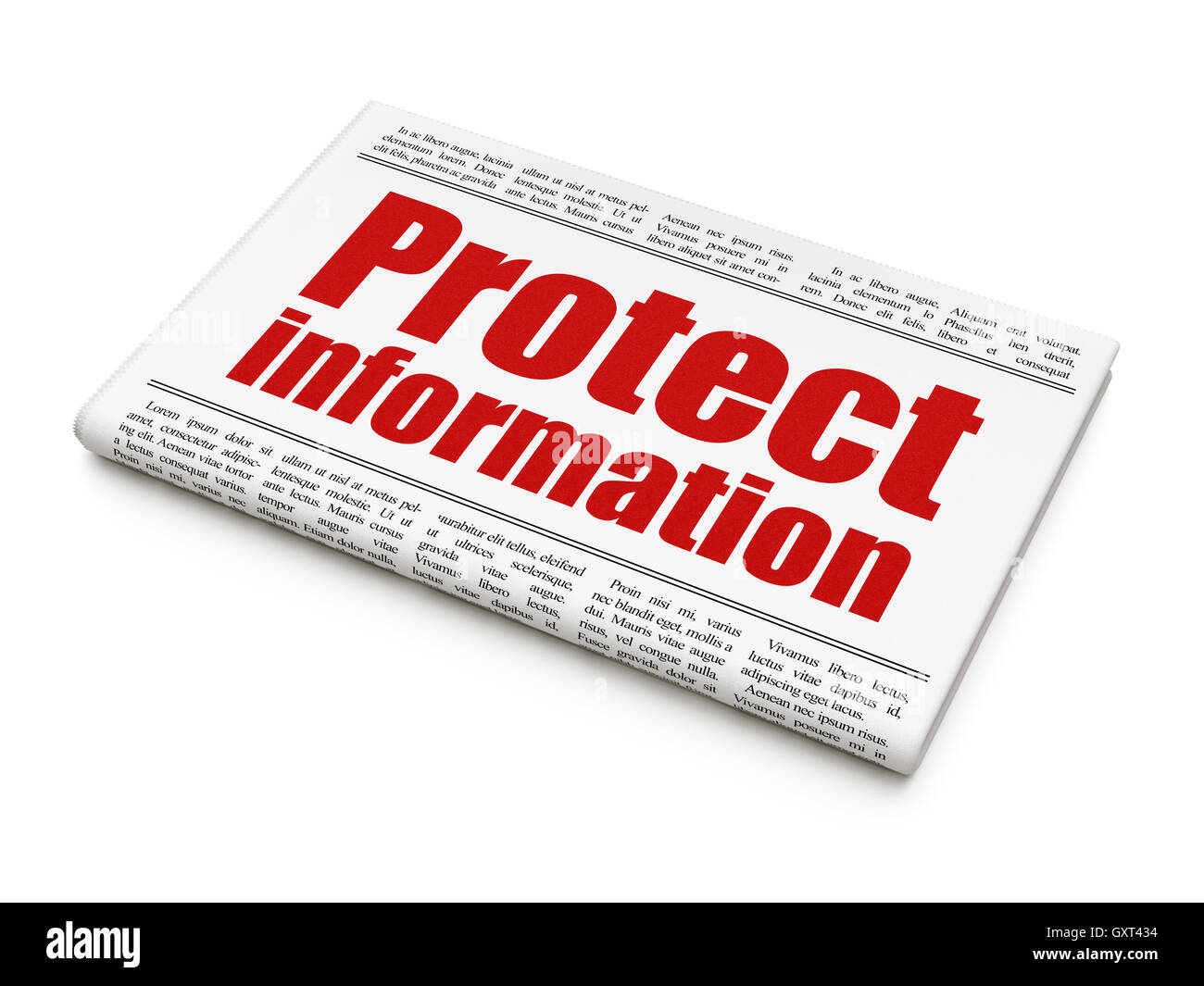 Security news concept: newspaper headline Protect Information Stock ...