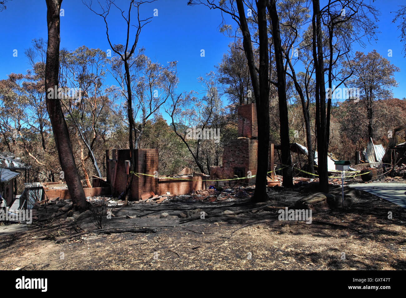 After Bushfires homes razed Stock Photo - Alamy