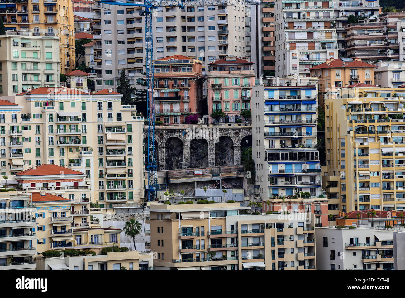Dense housing and old bridge in Monaco Stock Photo - Alamy