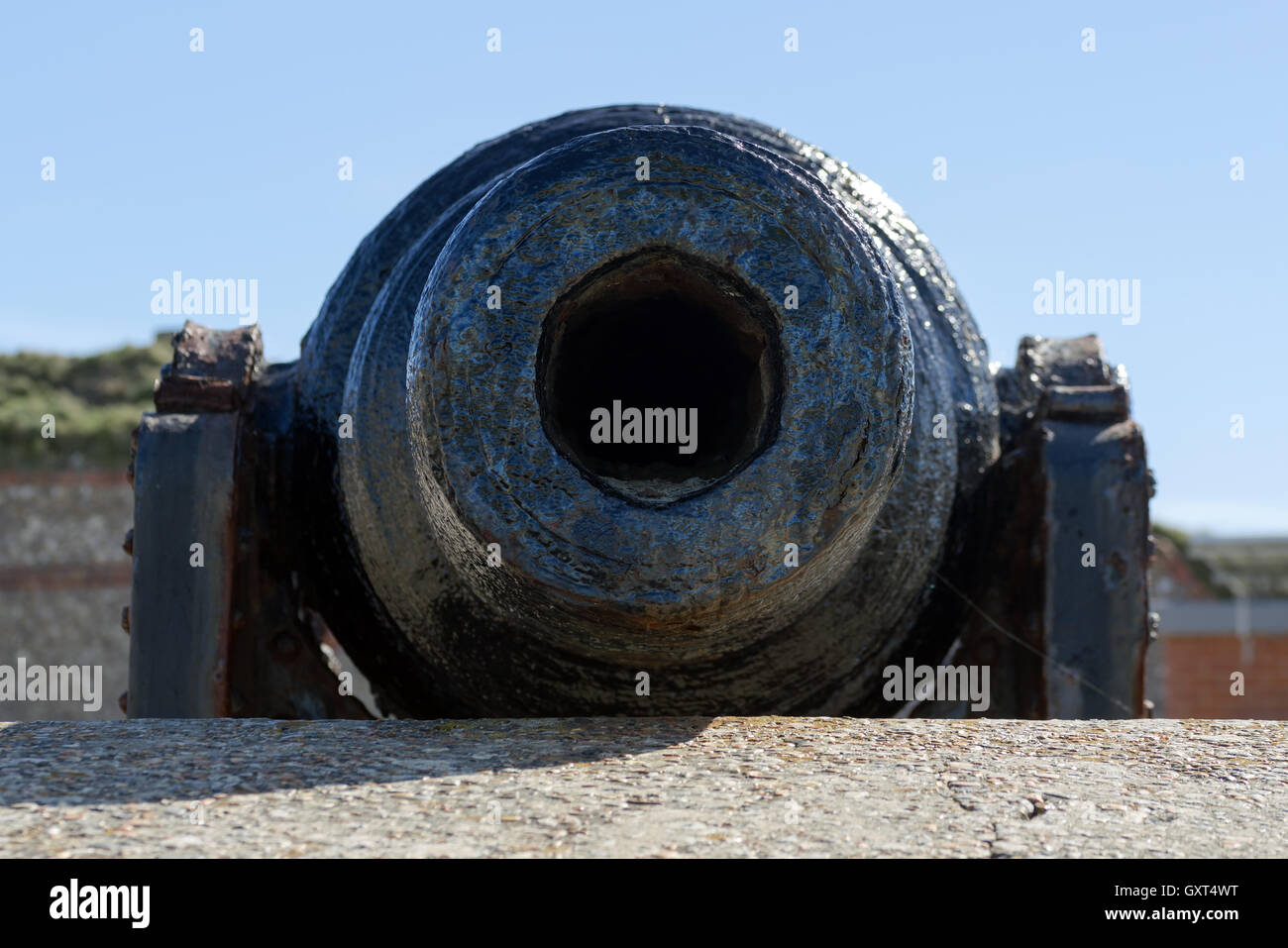Vintage cannon defending a fort Stock Photo - Alamy
