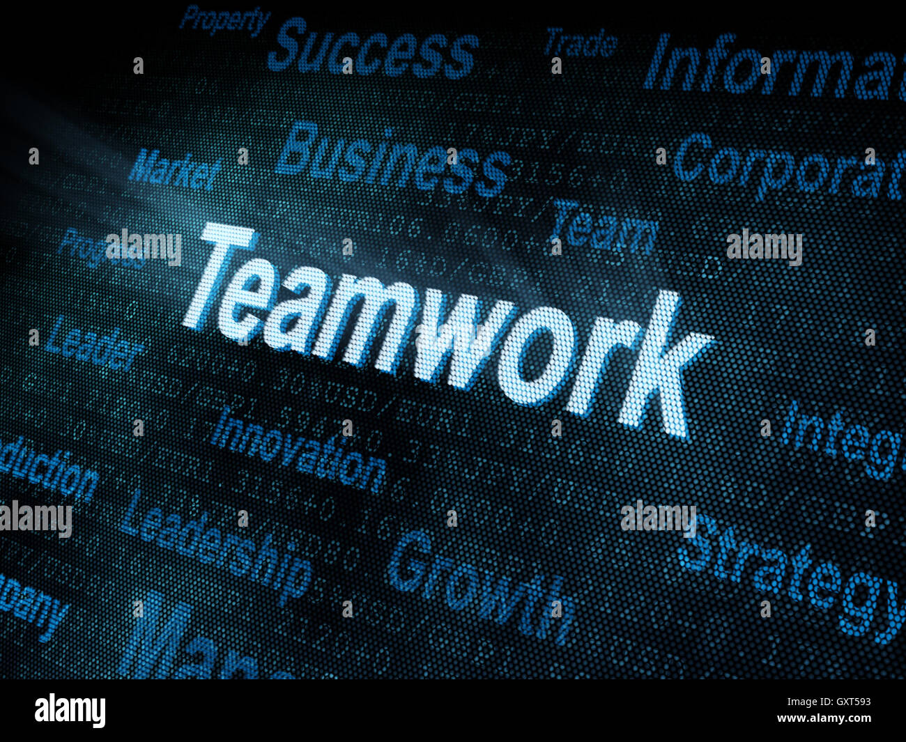 Pixeled word Teamwork on digital screen Stock Photo - Alamy