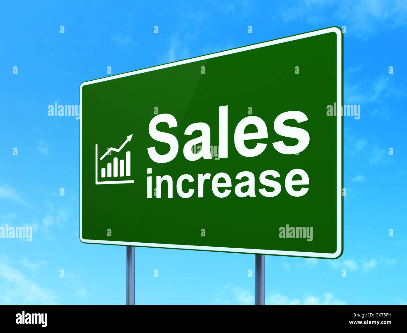 Advertising concept: Sales Increase and Growth Graph on road sign ...