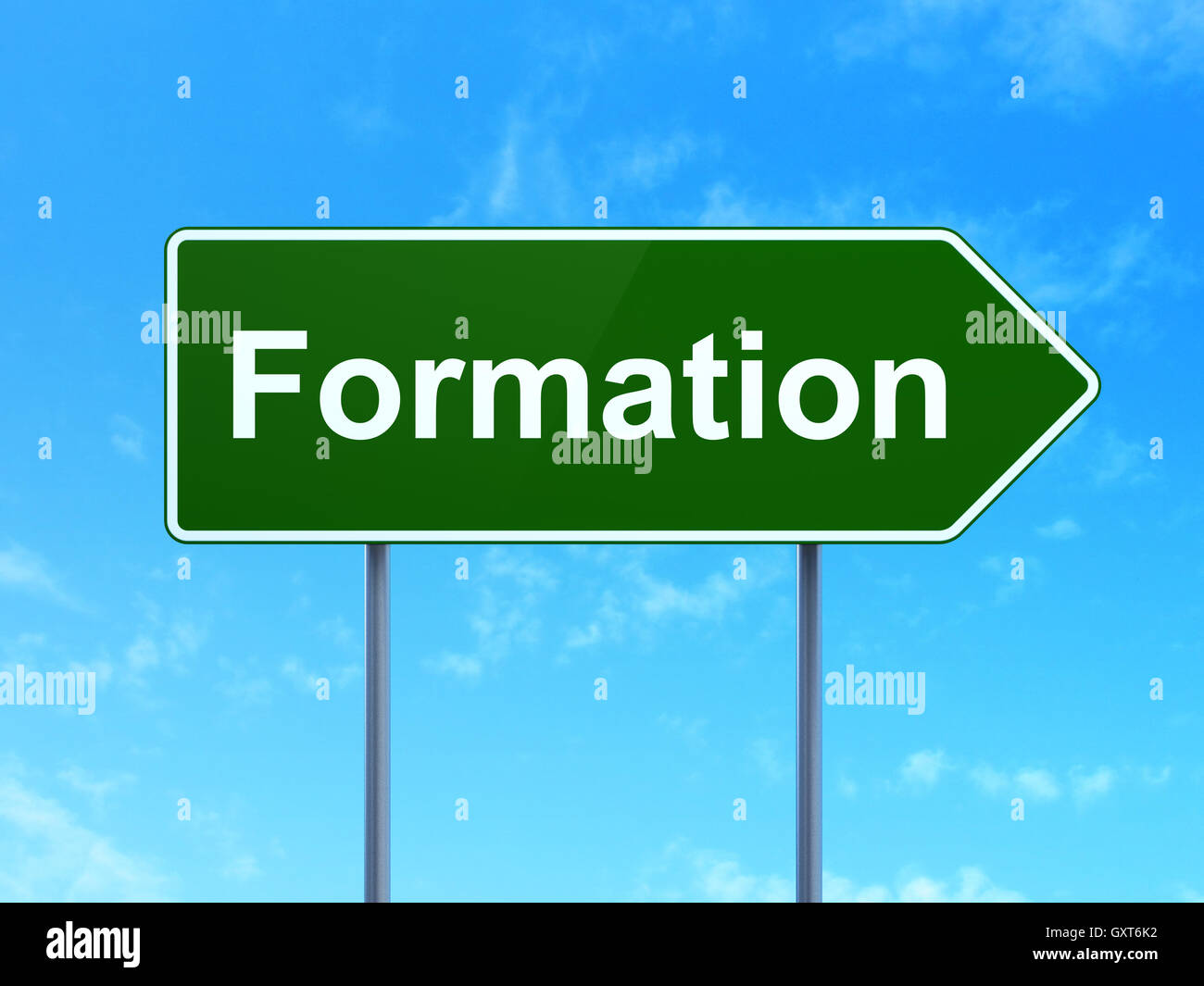 Education concept: Formation on road sign background Stock Photo - Alamy