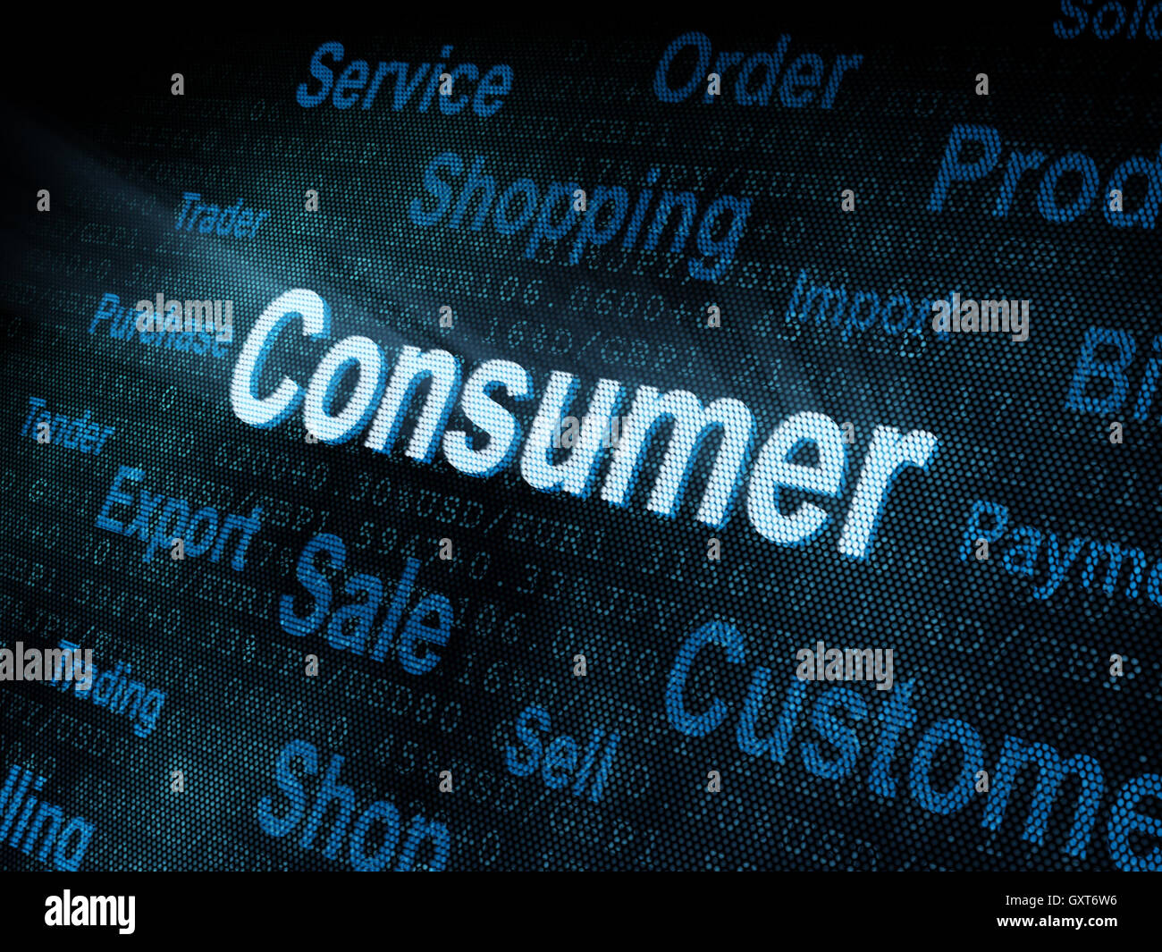 Pixeled word Consumer on digital screen Stock Photo - Alamy