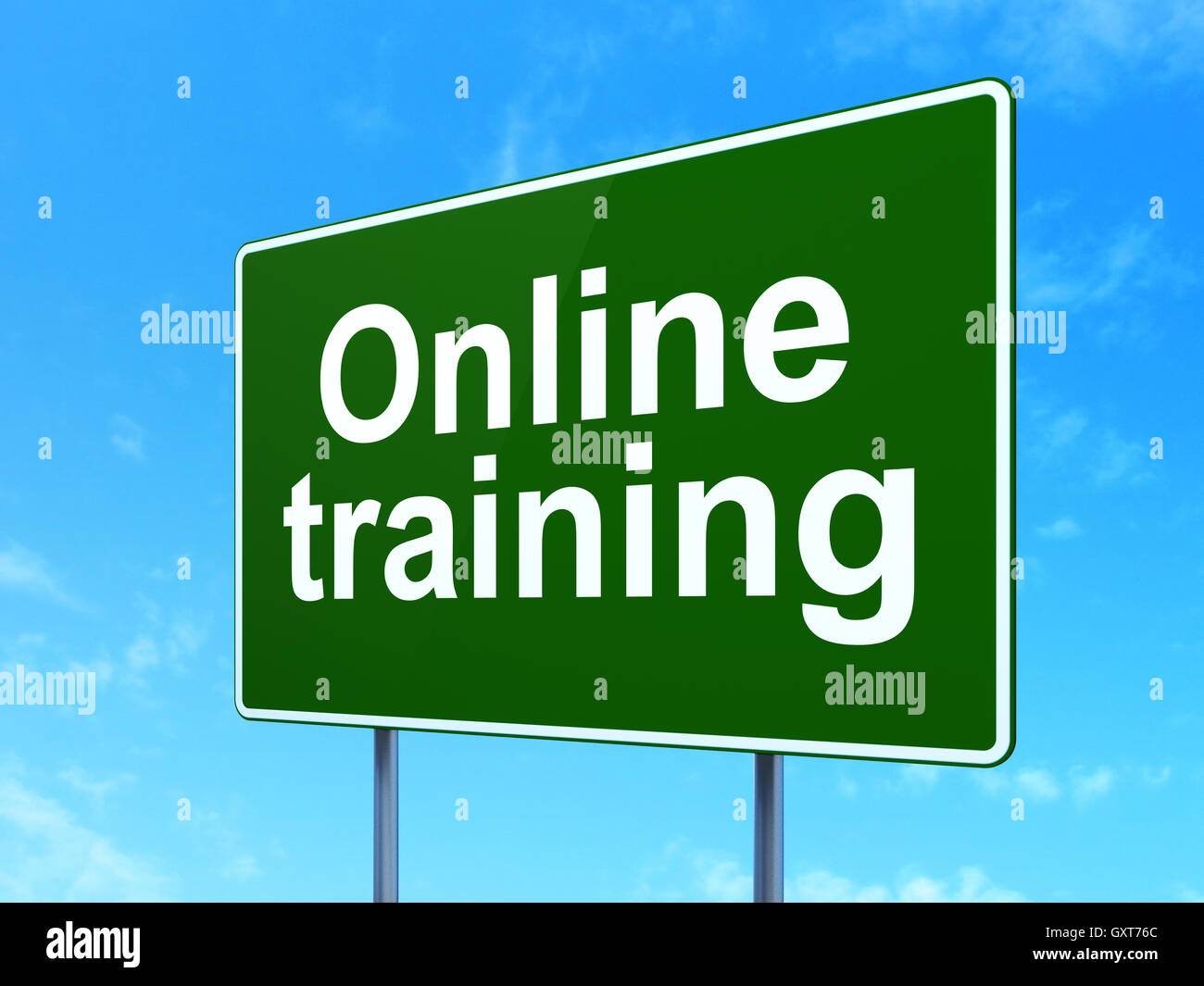 Education concept: Online Training on road sign background Stock Photo ...