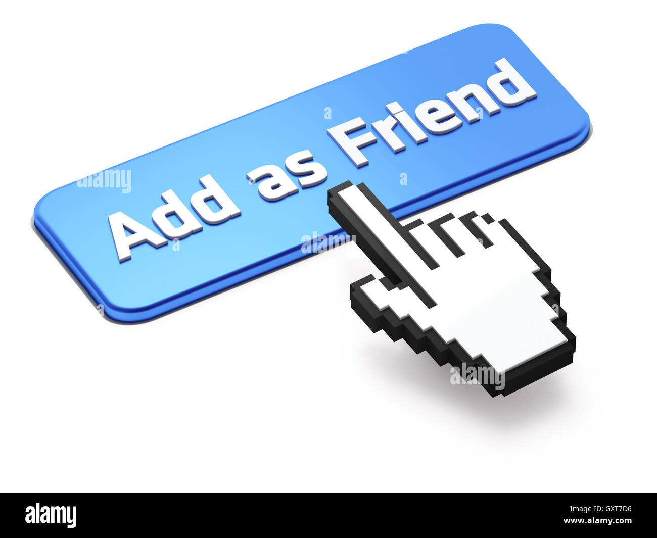 Hand-shaped mouse cursor press Add as Friend button Stock Photo - Alamy