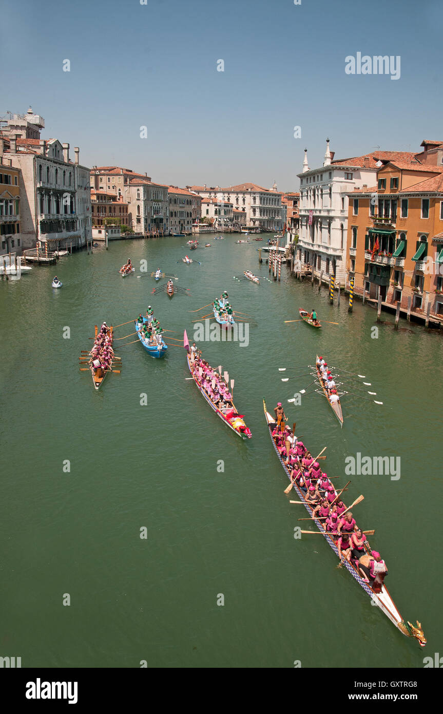 Rowing boats on the Grand Canal Venice Italy for the Volga Lunga Long ...