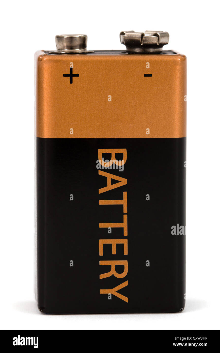 One square battery, isolated on white background Stock Photo - Alamy