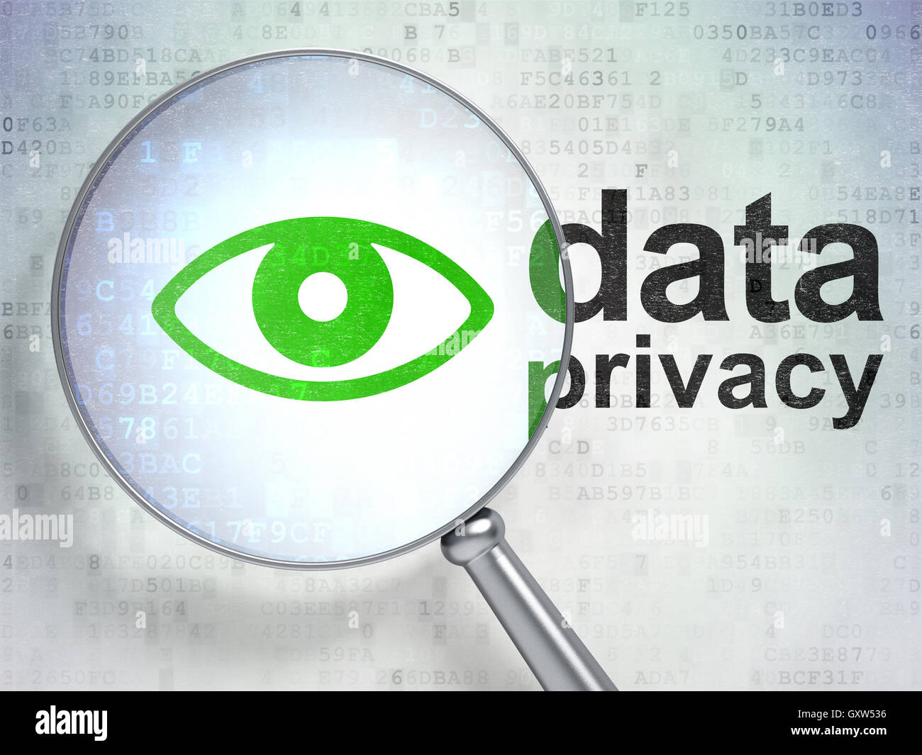 Privacy concept: Eye and Data Privacy with optical glass Stock Photo ...